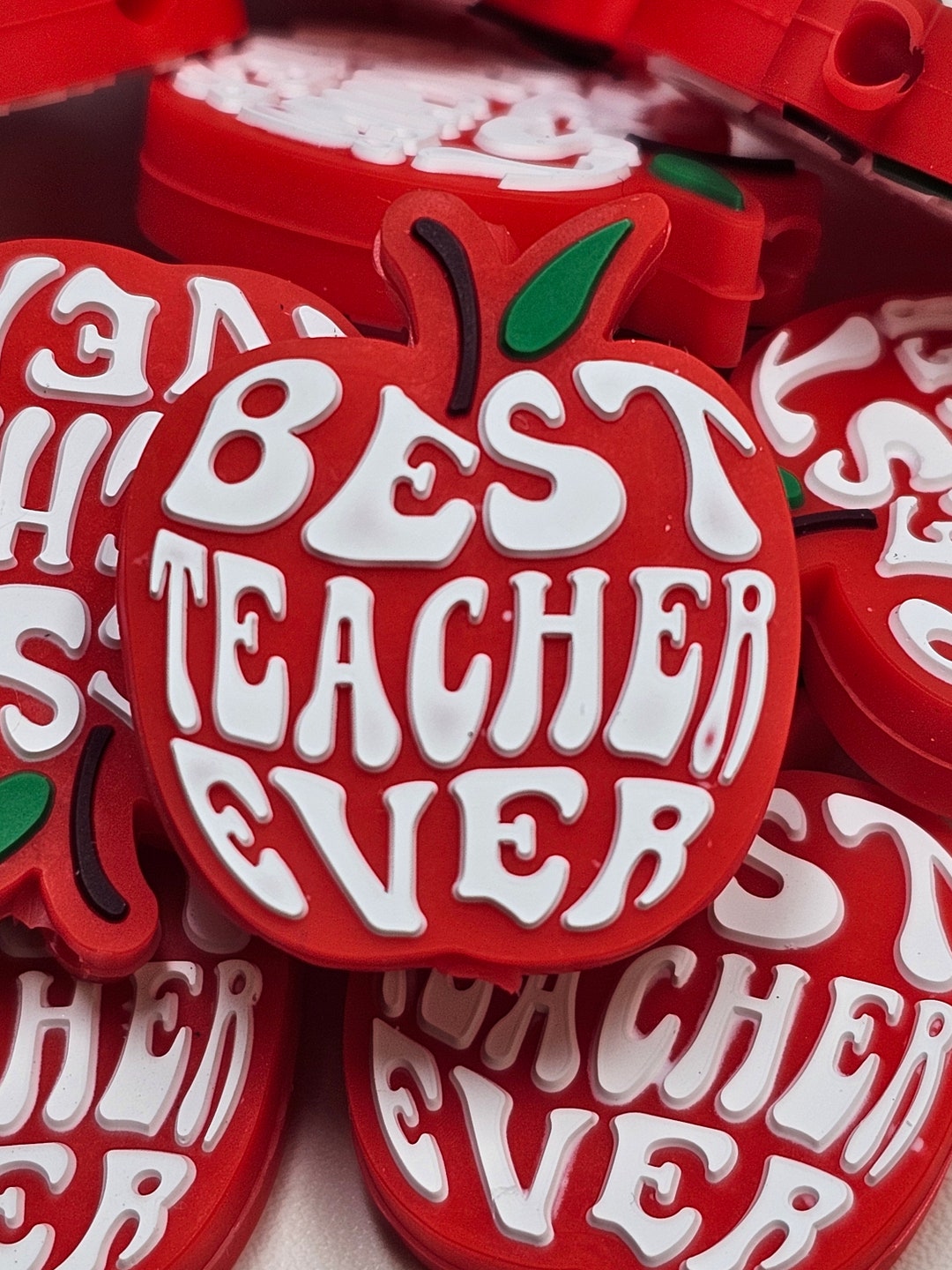 Best Teacher Ever Apple Silicone Focal Bead - Etsy