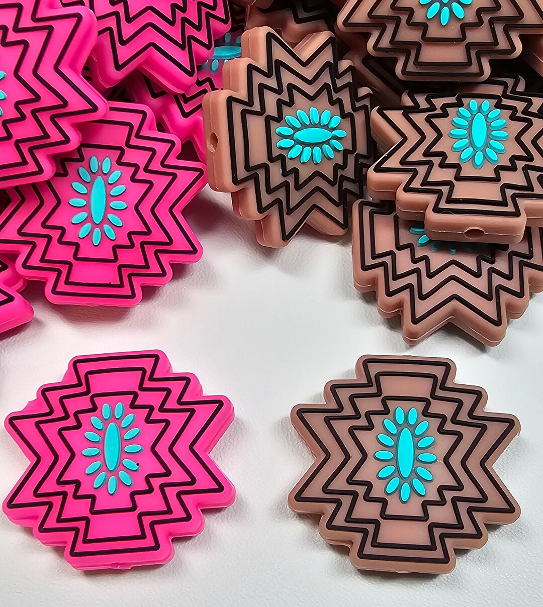 Aztec Turquoise Silicone Focal Bead - Etsy