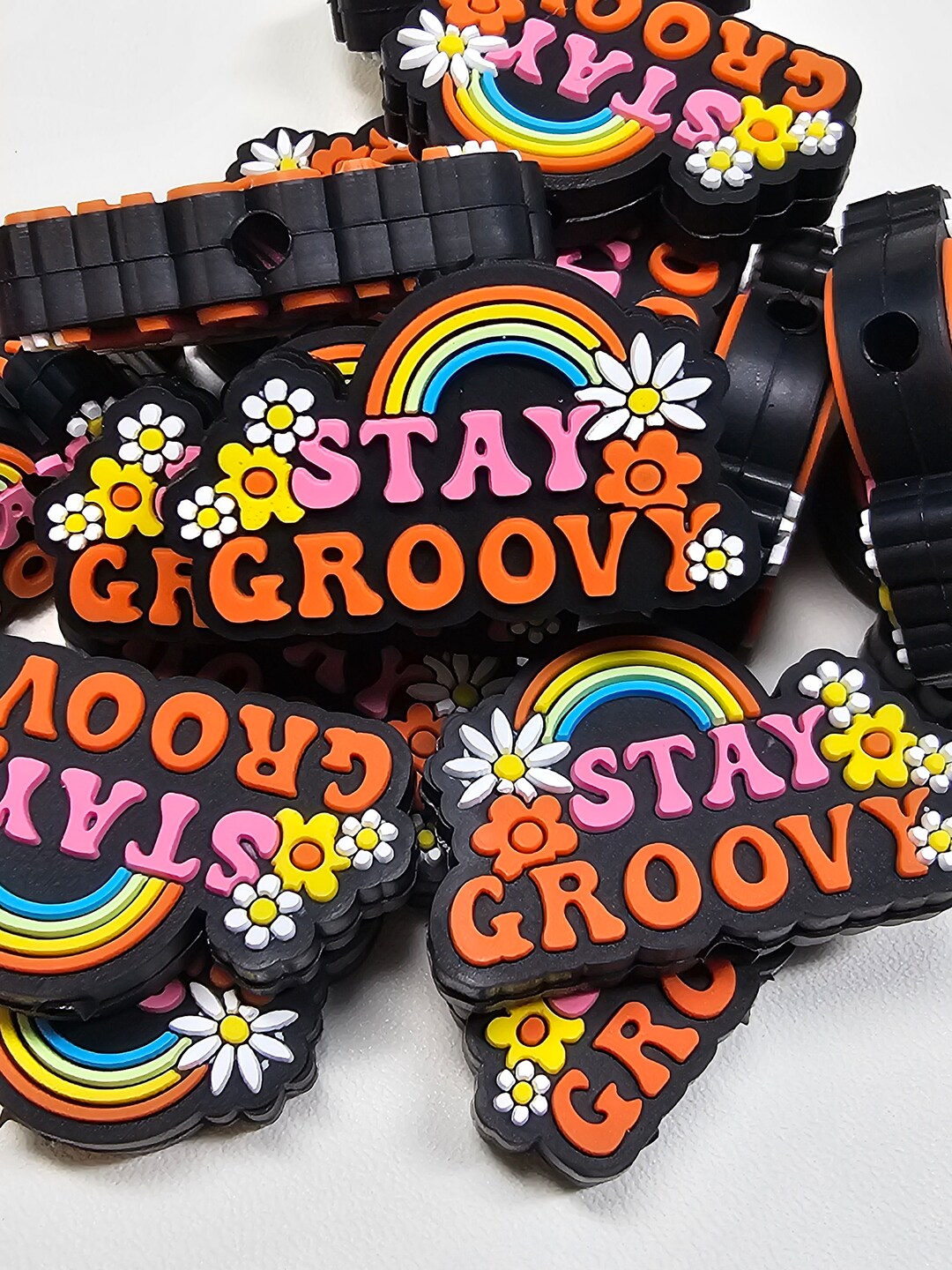 Stay Groovy Flowers Silicone Focal Bead - Etsy
