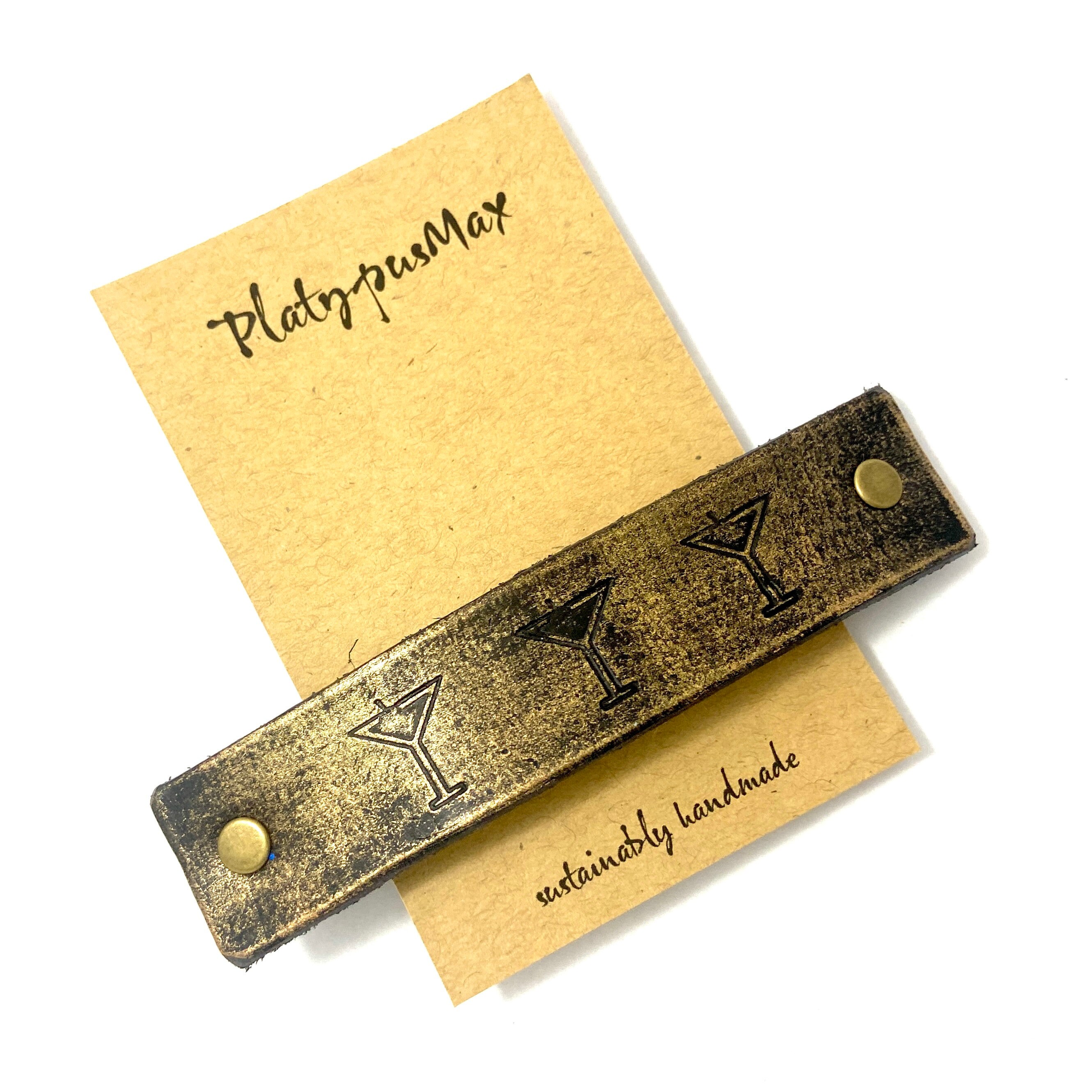 Gold Hipster Cocktail Barrette - 3 Stamped Martinis / Hair Clip for ...