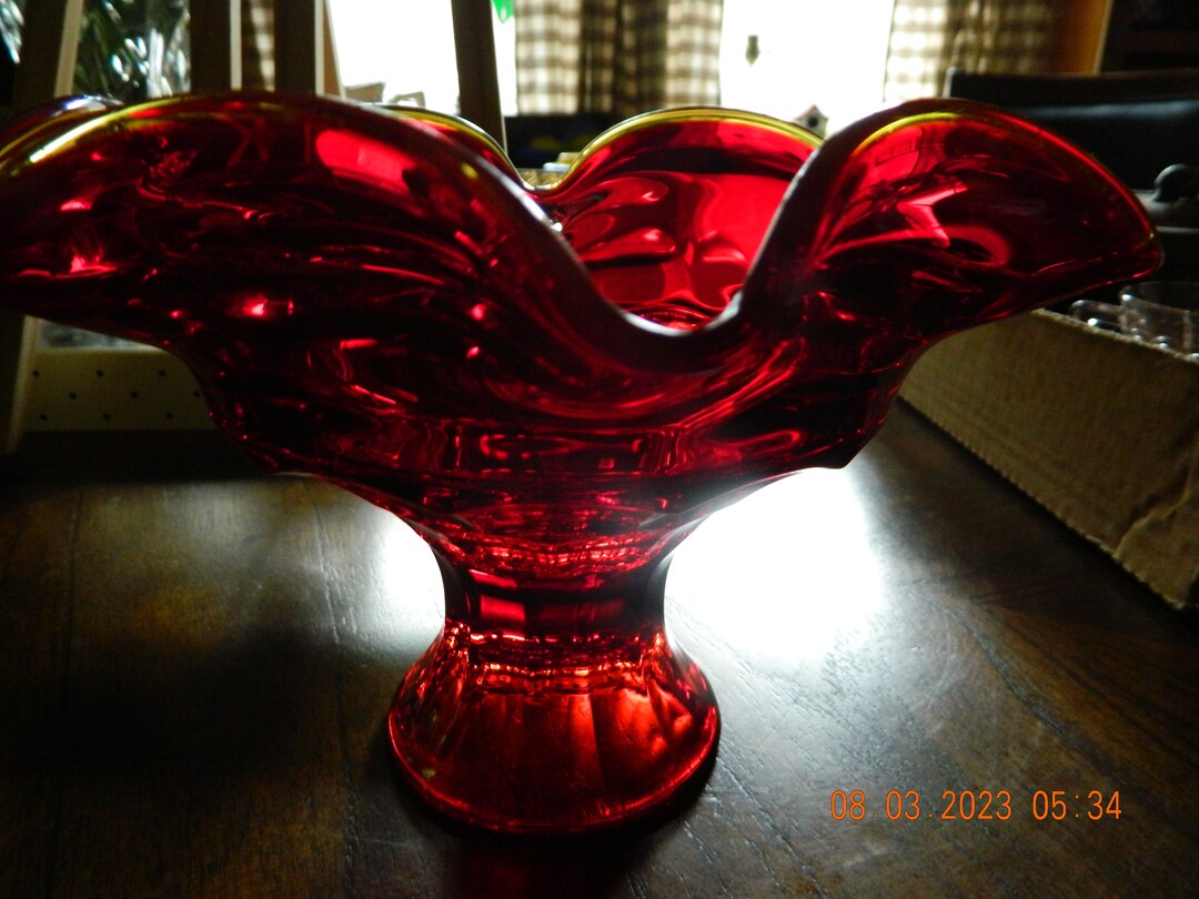 Redrubyvikingcompotedistinguishingwidepedestal - Etsy