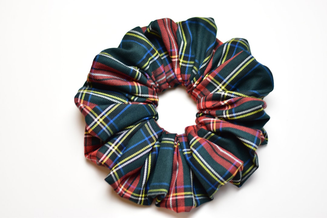Jumbo Tartan Plaid Scrunchie, Dark Green Stewart Print - Etsy