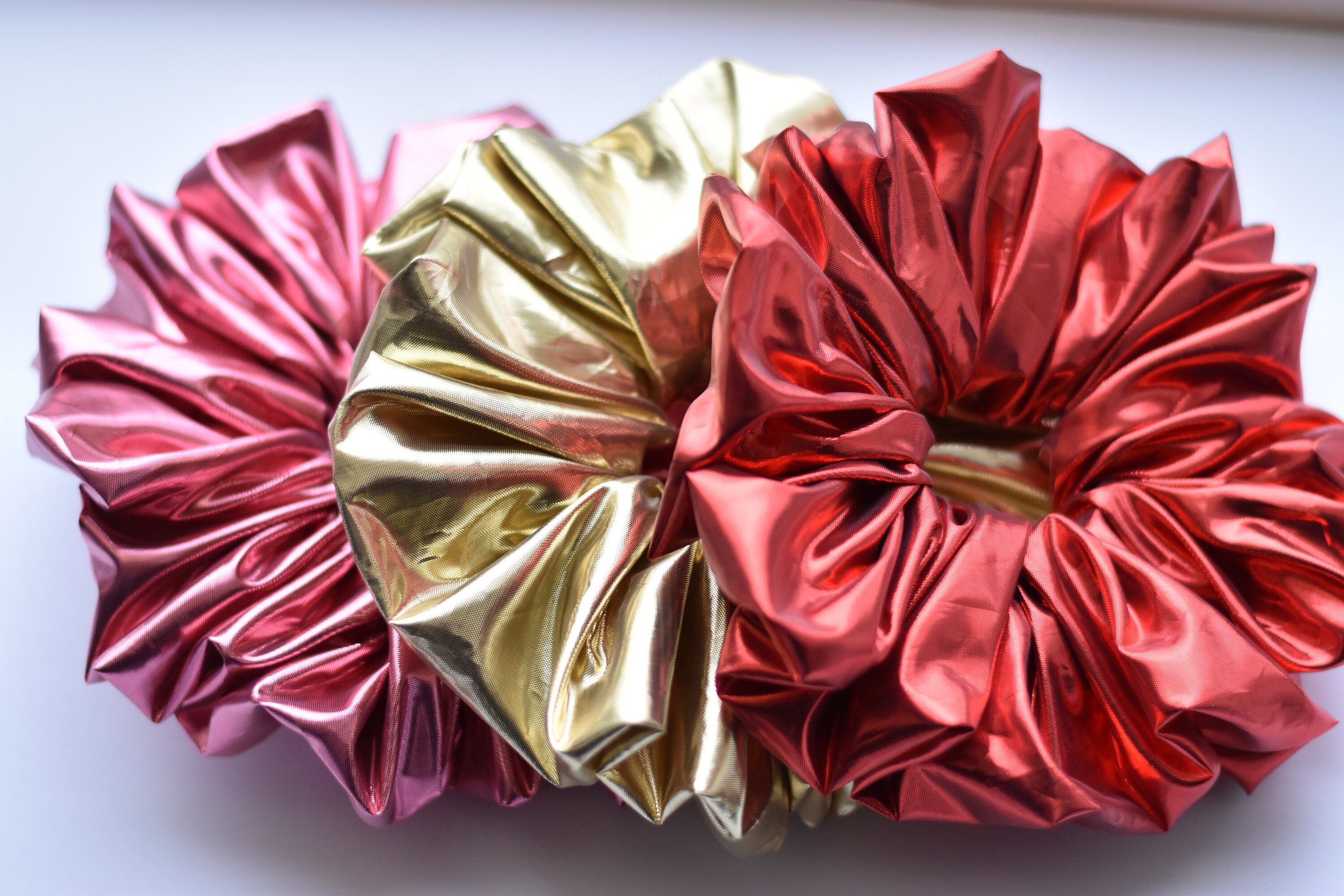 XXL Metallic Scrunchies Oversized Shiny Red Pink Silver and - Etsy Canada