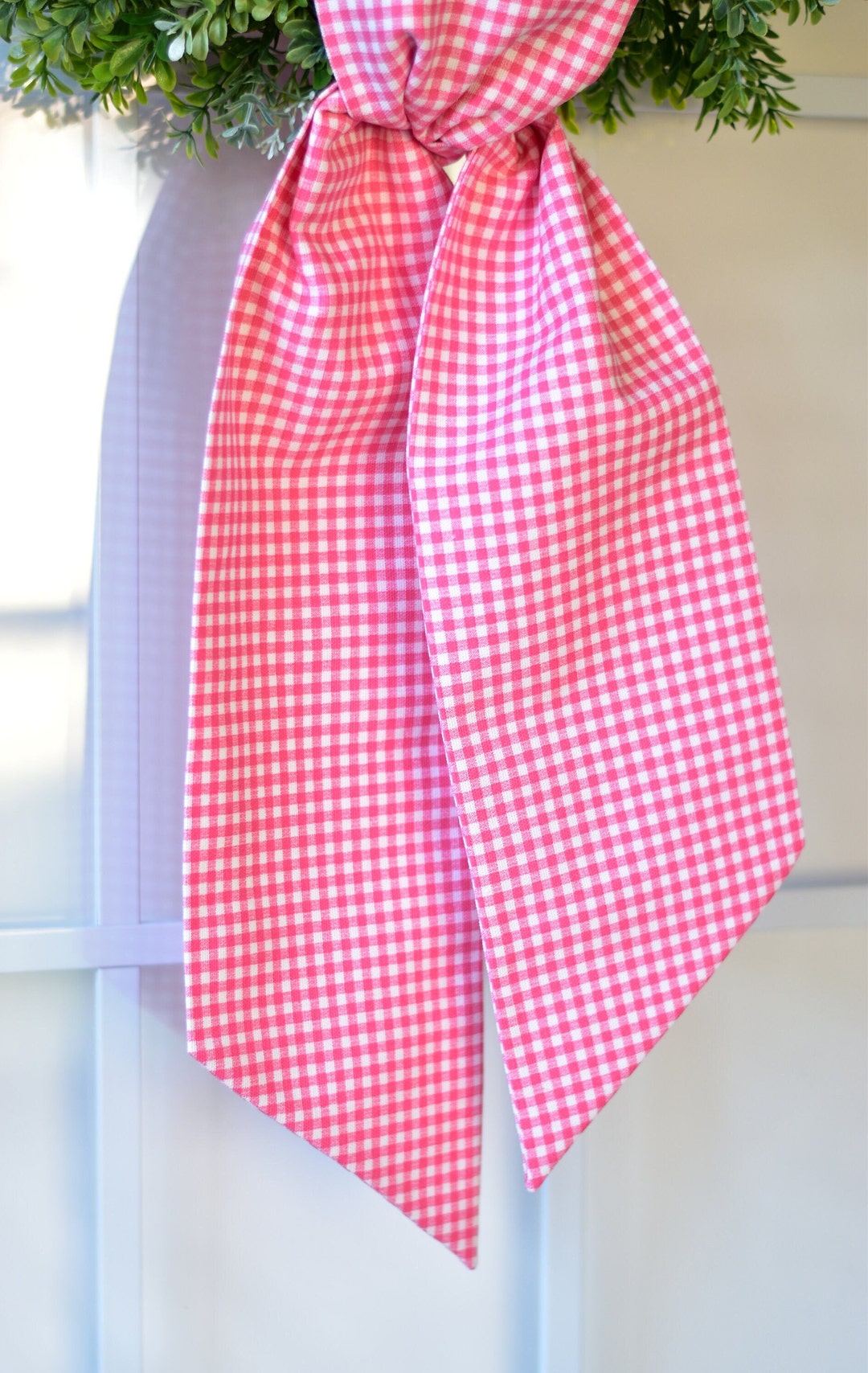 Pink Gingham Wreath Sash, Personalized, Pink and White Check Wreath ...