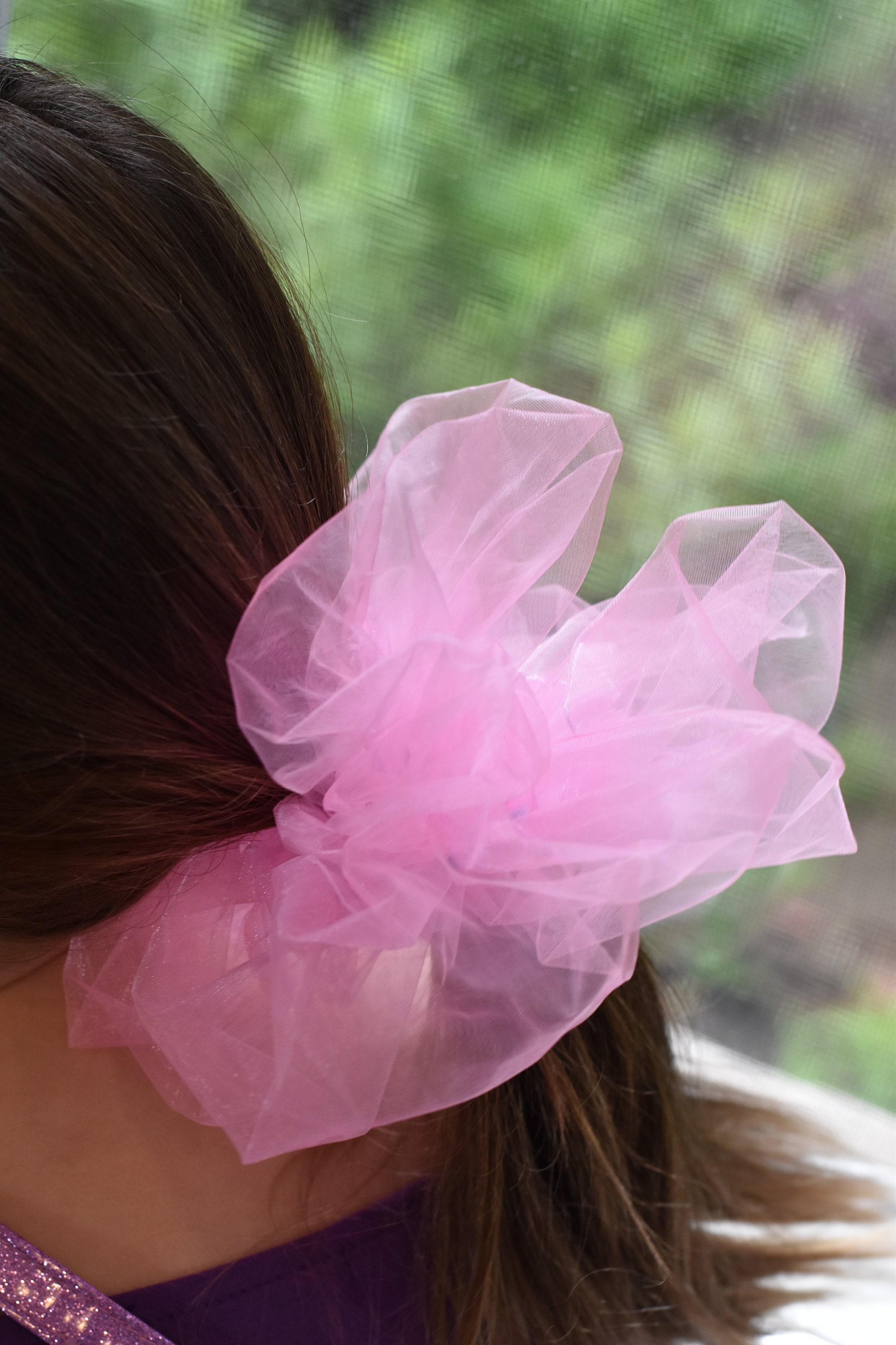 Oversized Pink Organza Scrunchie, Shimmery Jumbo Extra Large Scrunchy ...