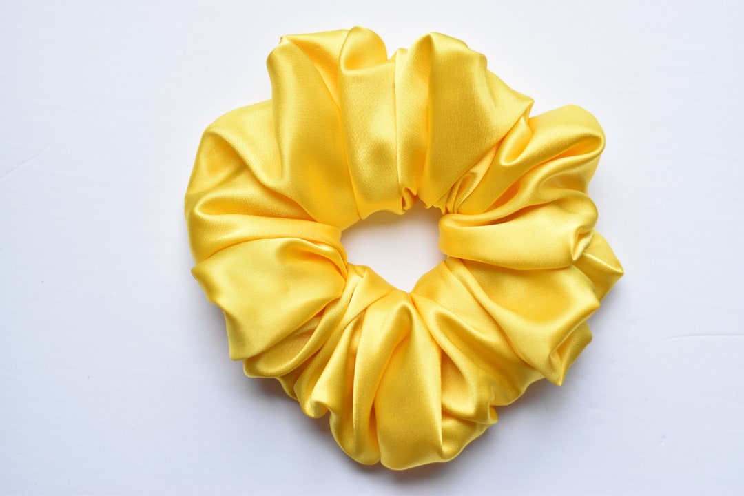 Jumbo Bright Pineapple Yellow Satin Scrunchie, Very Bright Bumblebee ...