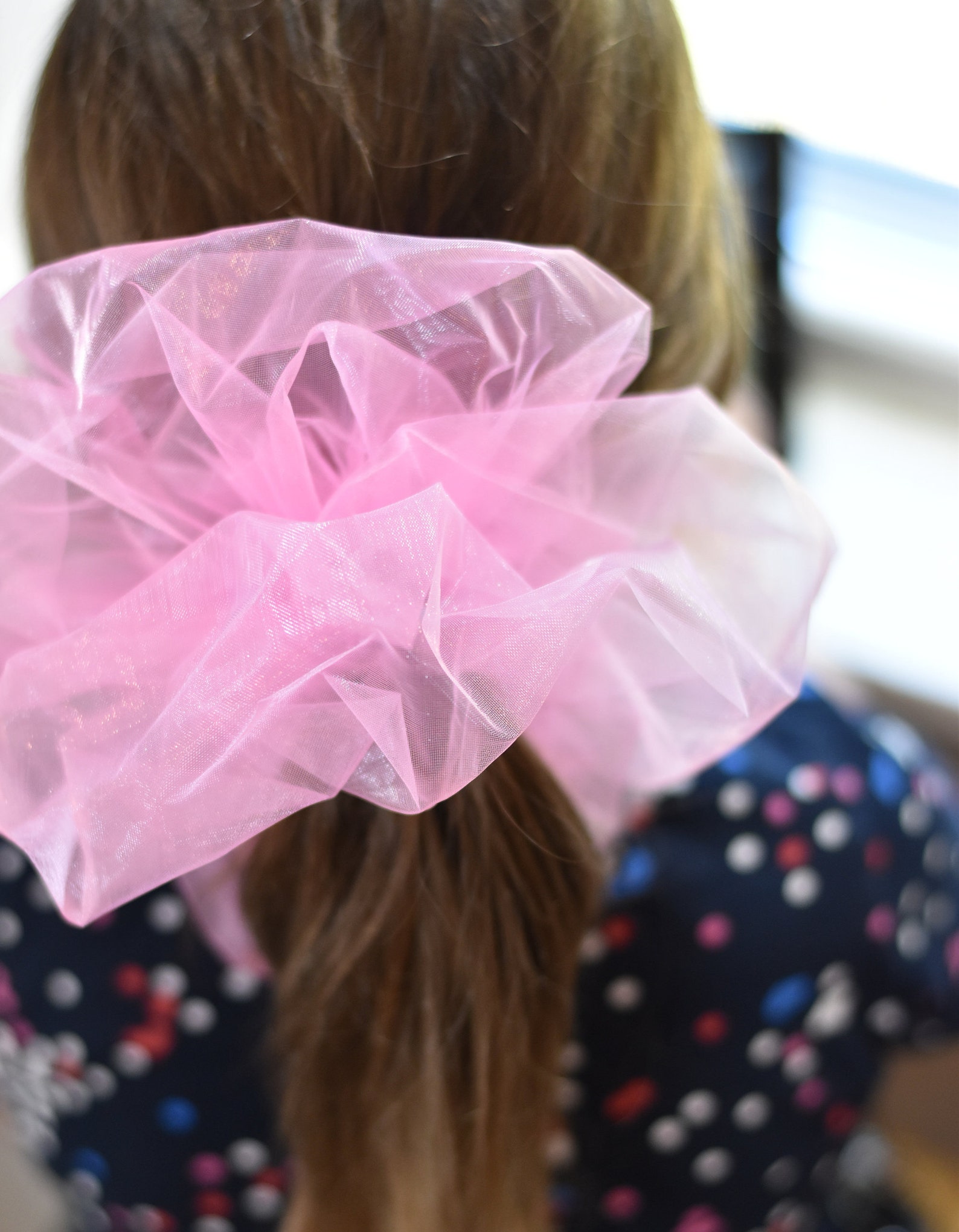 Oversized Pink Organza Scrunchie, Shimmery Jumbo Extra Large Scrunchy ...