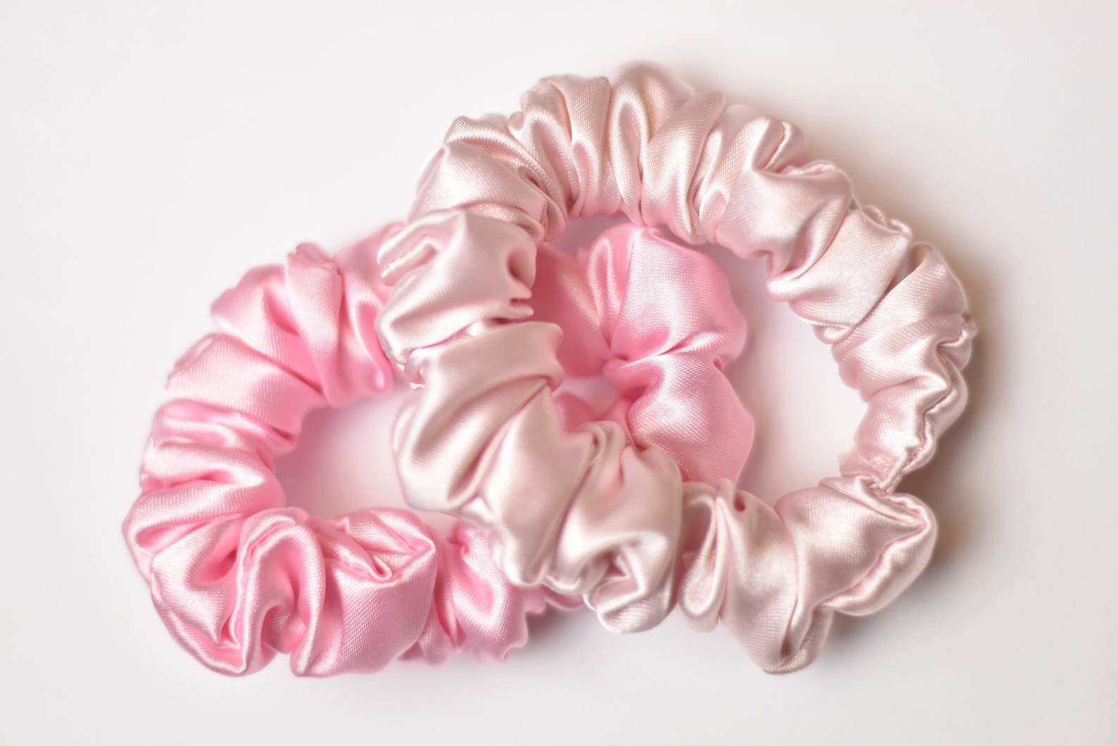 Pink Satin Skinny Scrunchies Pink Scrunchie Set Petal Pink - Etsy