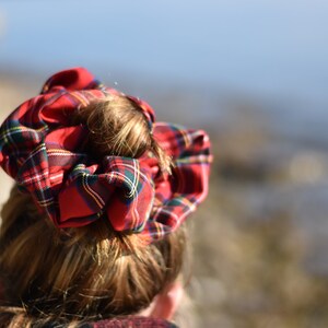 Big Red Tartan Scrunchie, Oversized Tartan Plaid Scrunchie, Christmas ...