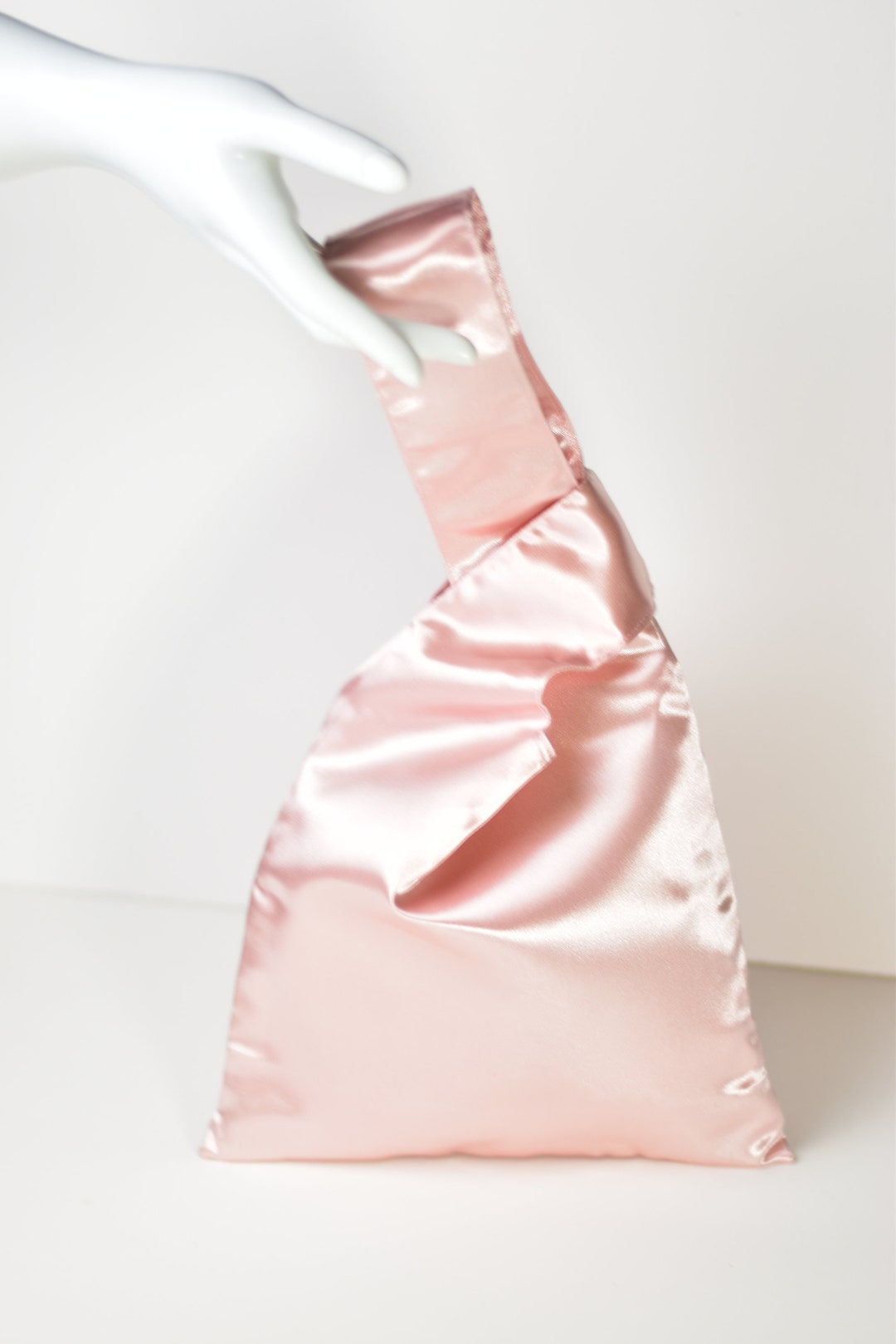 Blush Pink Satin Knot Bag Pastel Pink Japanese Knot Bag Pink - Etsy