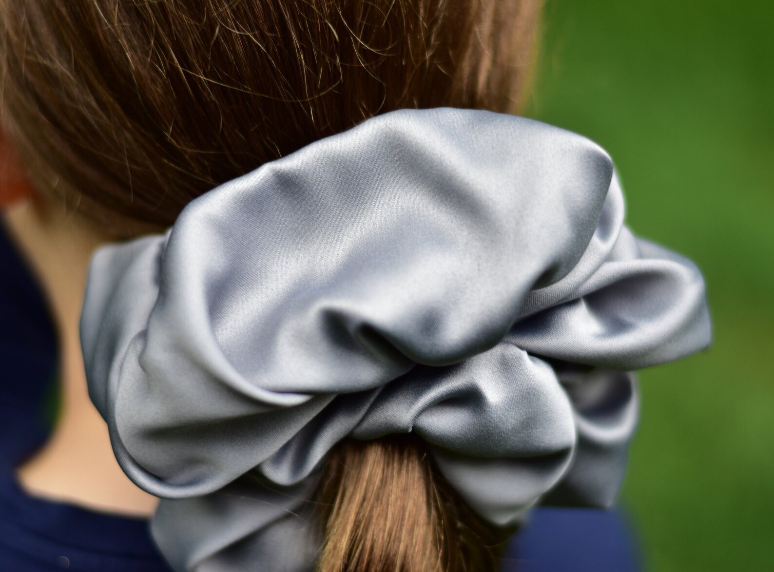 XXL Steel Gray Satin Scrunchies, Floral Gray Matte Satin Jumbo ...