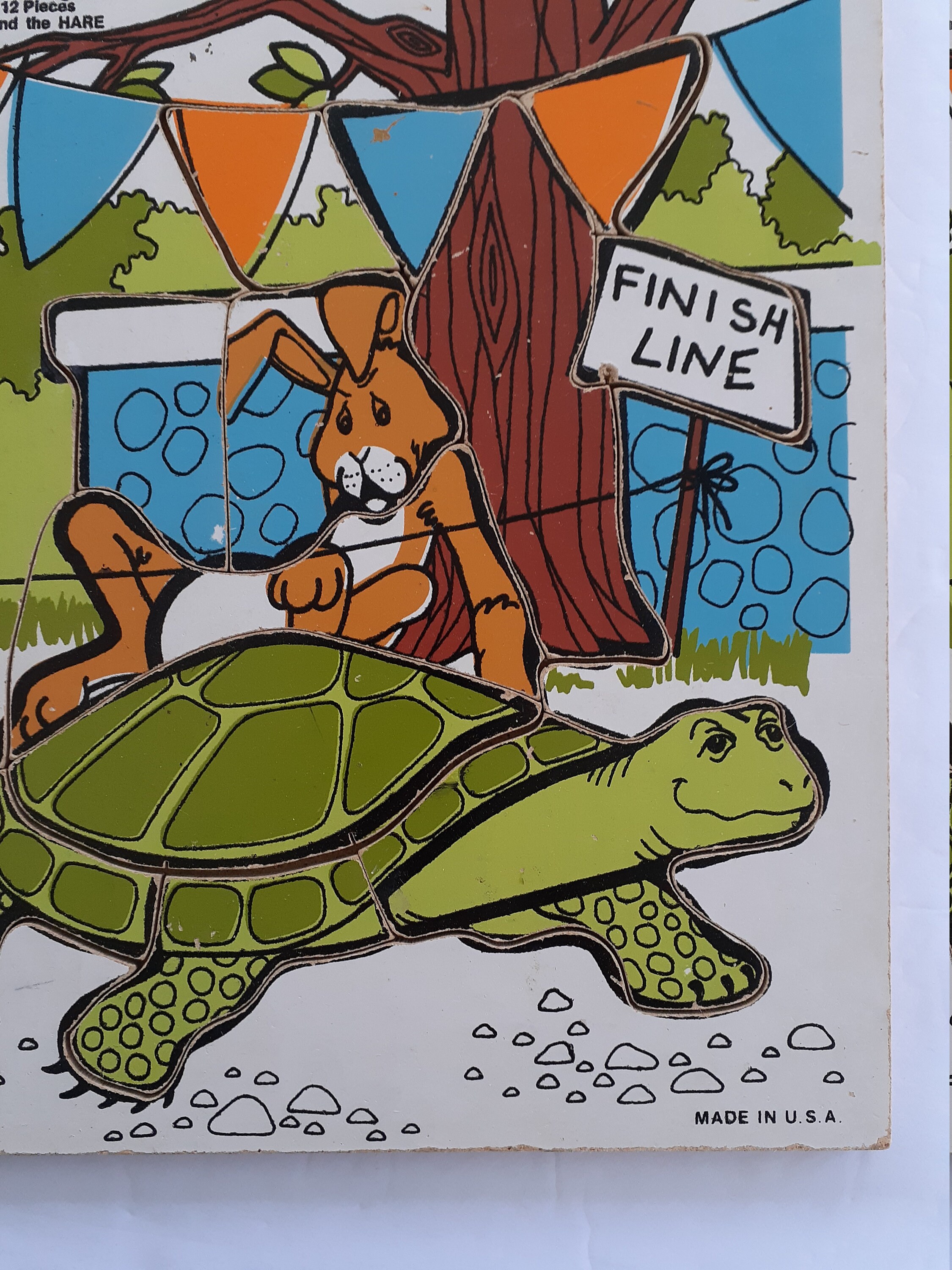 Tortoise and the Hare Wooden Puzzle, Playskool, Vintage 80s - Etsy