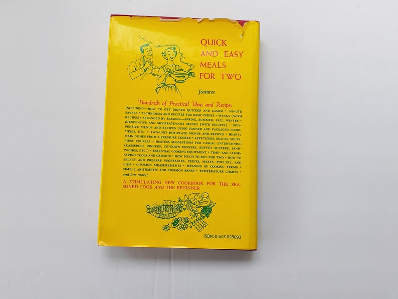 Quick and Easy Meals for Two, 1952, Vintage 50s Cookbook, Louella G ...