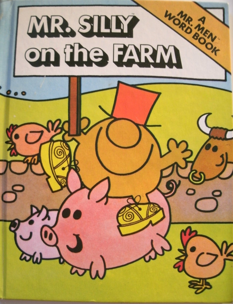 Mr. Silly on the Farm, Mr. Men Word Book, Roger Hargreaves, Vintage 80s ...
