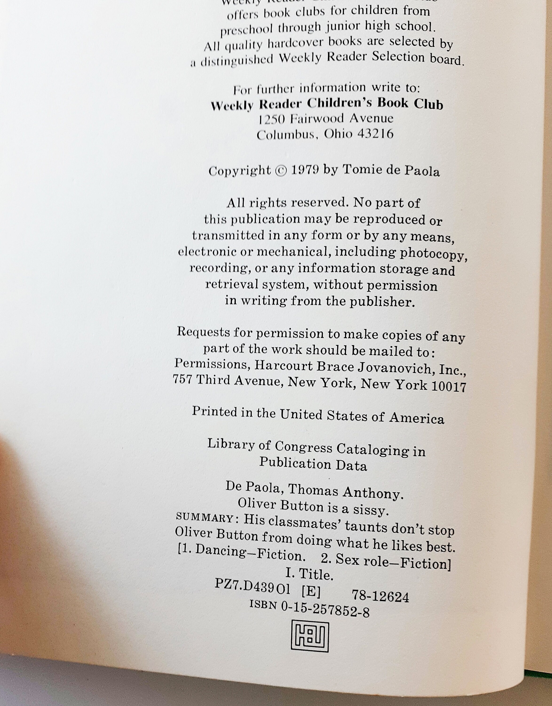 Oliver Button is A Sissy Tomie De Paola 1979 Vintage 1970s - Etsy