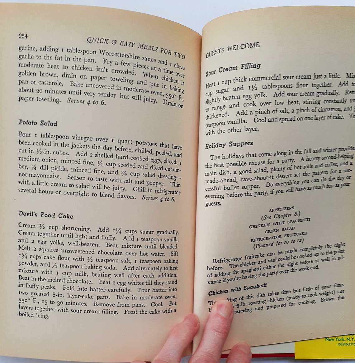 Quick and Easy Meals for Two, 1952, Vintage 50s Cookbook, Louella G ...