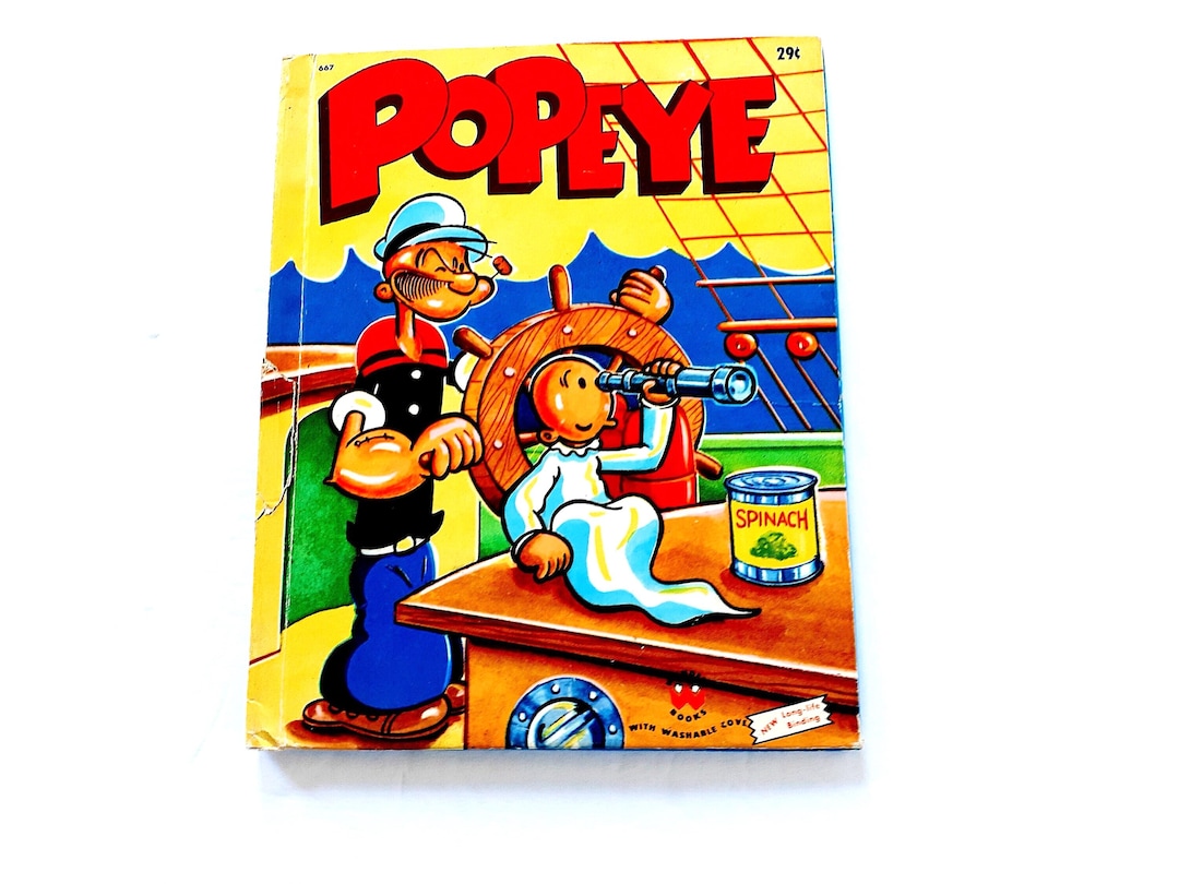 Popeye, Bud Sagendorf, 1955, Vintage 1950s Children's Book, Cartoon ...
