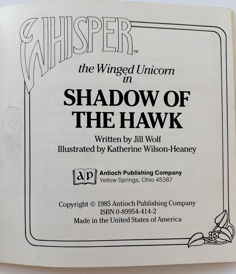 Whisper the Winger Unicorn, Shadow of the Hawk, 1985, Jill Wolf ...