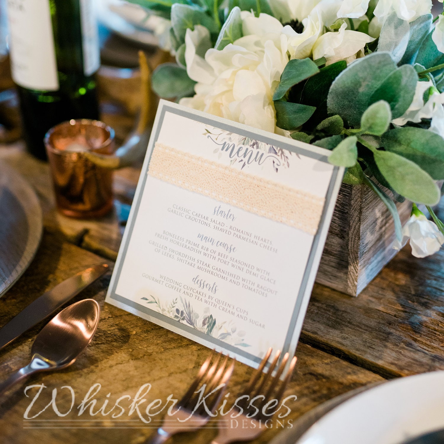 Blue and Gray Wedding Reception Menu, Boho Style Wedding, Outdoor ...