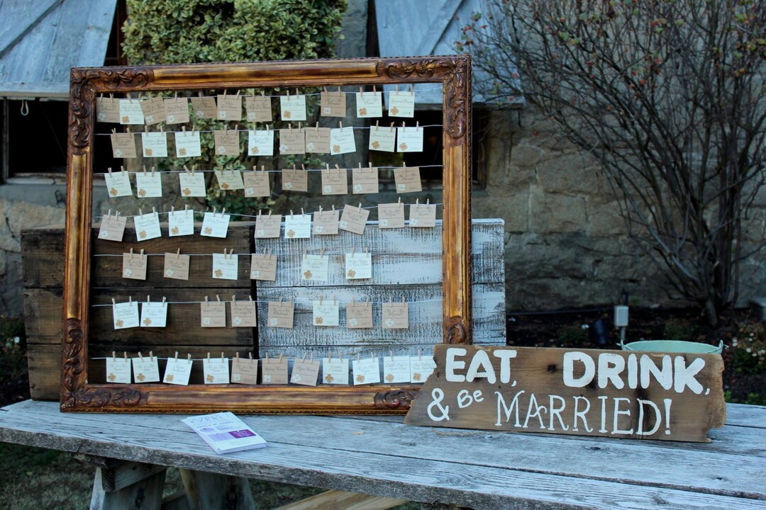 Rustic Wedding Place Cards, Flat Hanging Seating Cards, Twine and ...