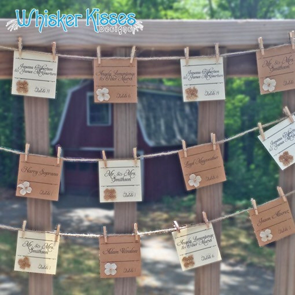 Rustic Wedding Place Cards Flat Hanging Seating Cards Twine - Etsy