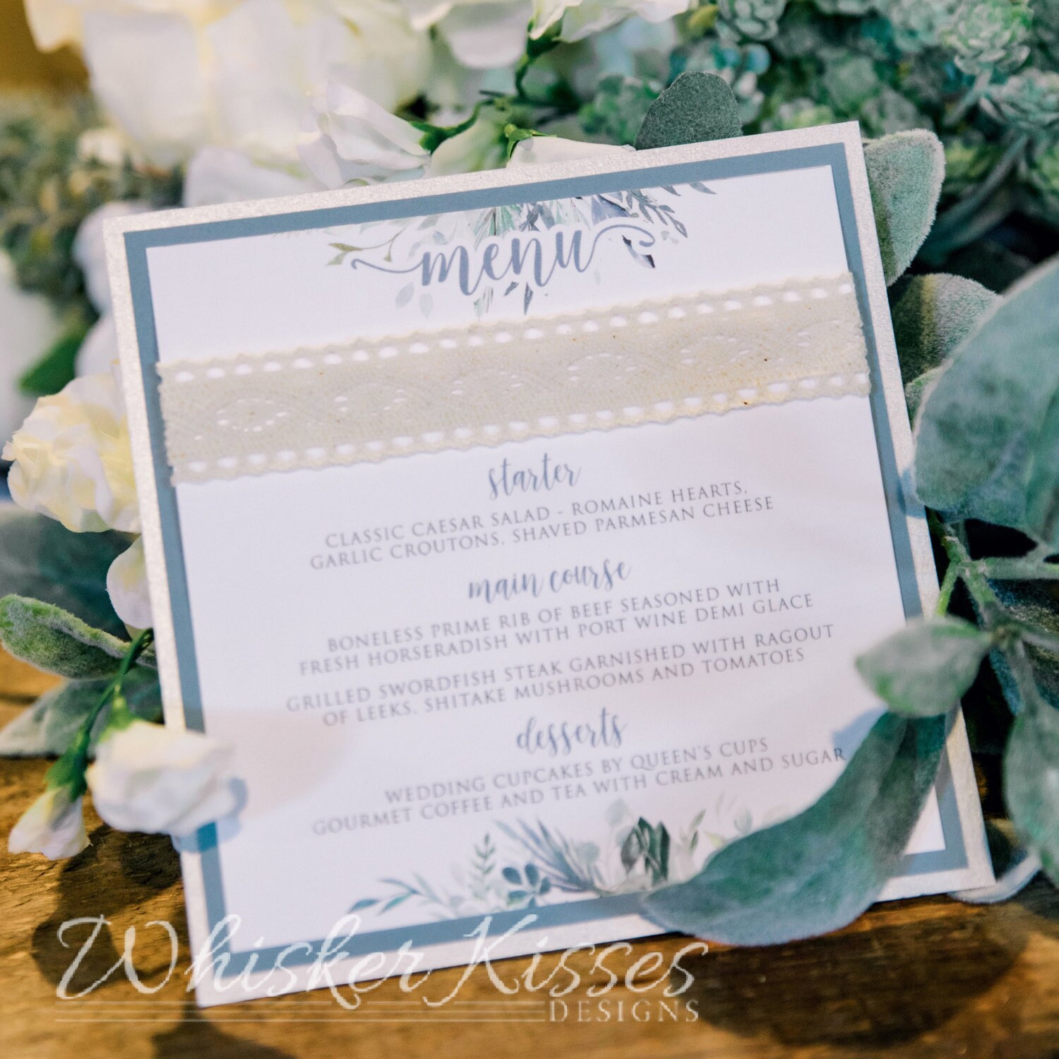Blue and Gray Wedding Reception Menu, Boho Style Wedding, Outdoor ...