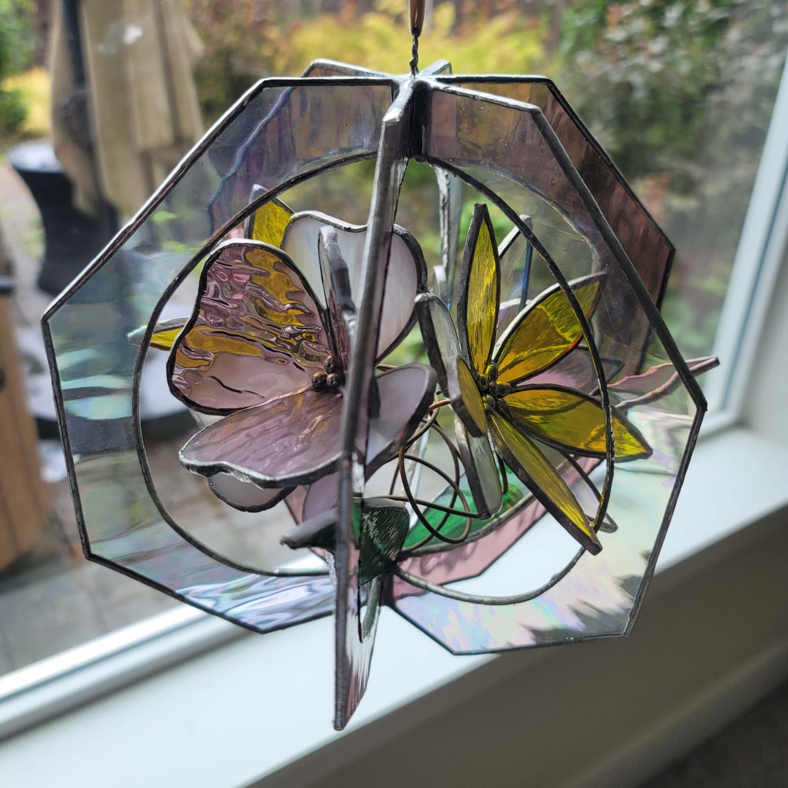 Beautiful 3D Hanging Glass Flower Whirl - Etsy