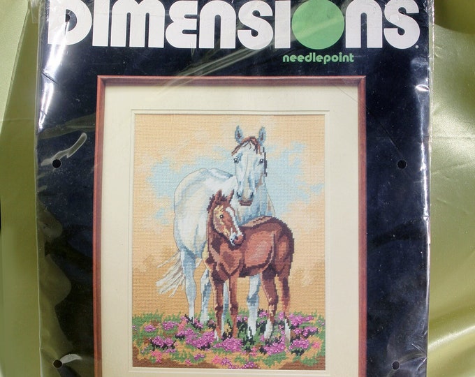 1991 New Vintage Dimensions Needlepoint Kit Mare and Foal #2385 ...