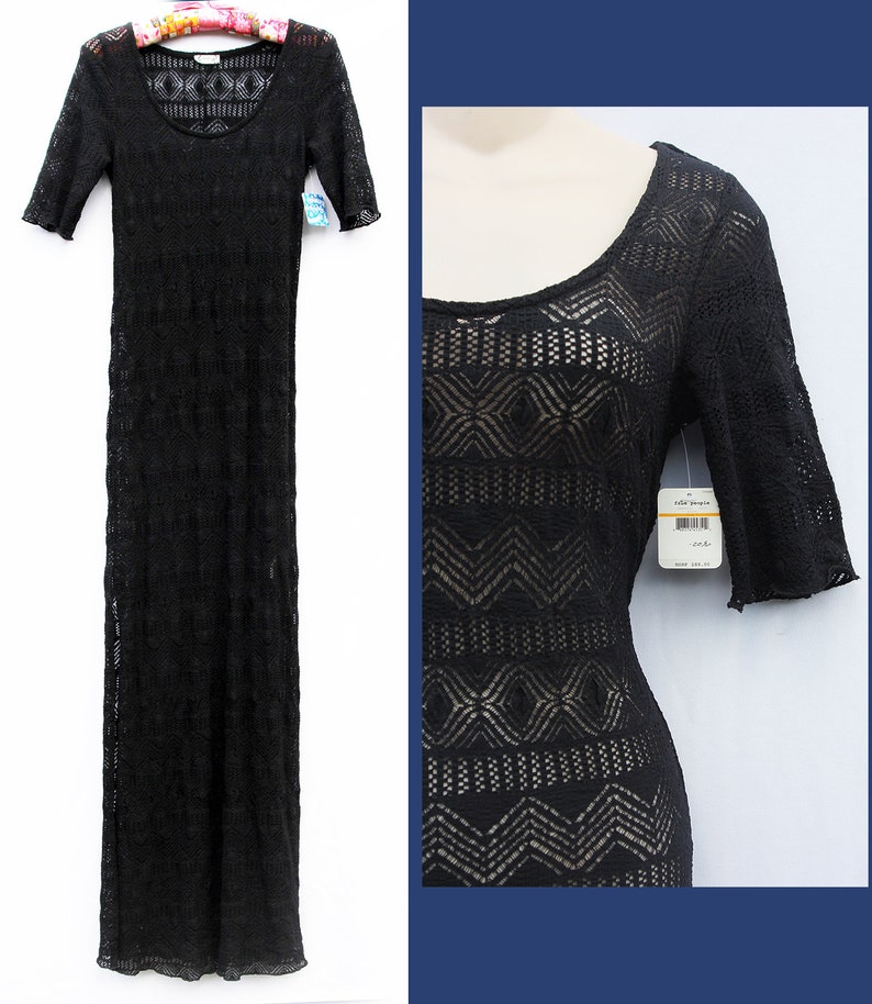 New NWT Free People Black Intimately Too Cool Sheer Lace Casual Tall ...