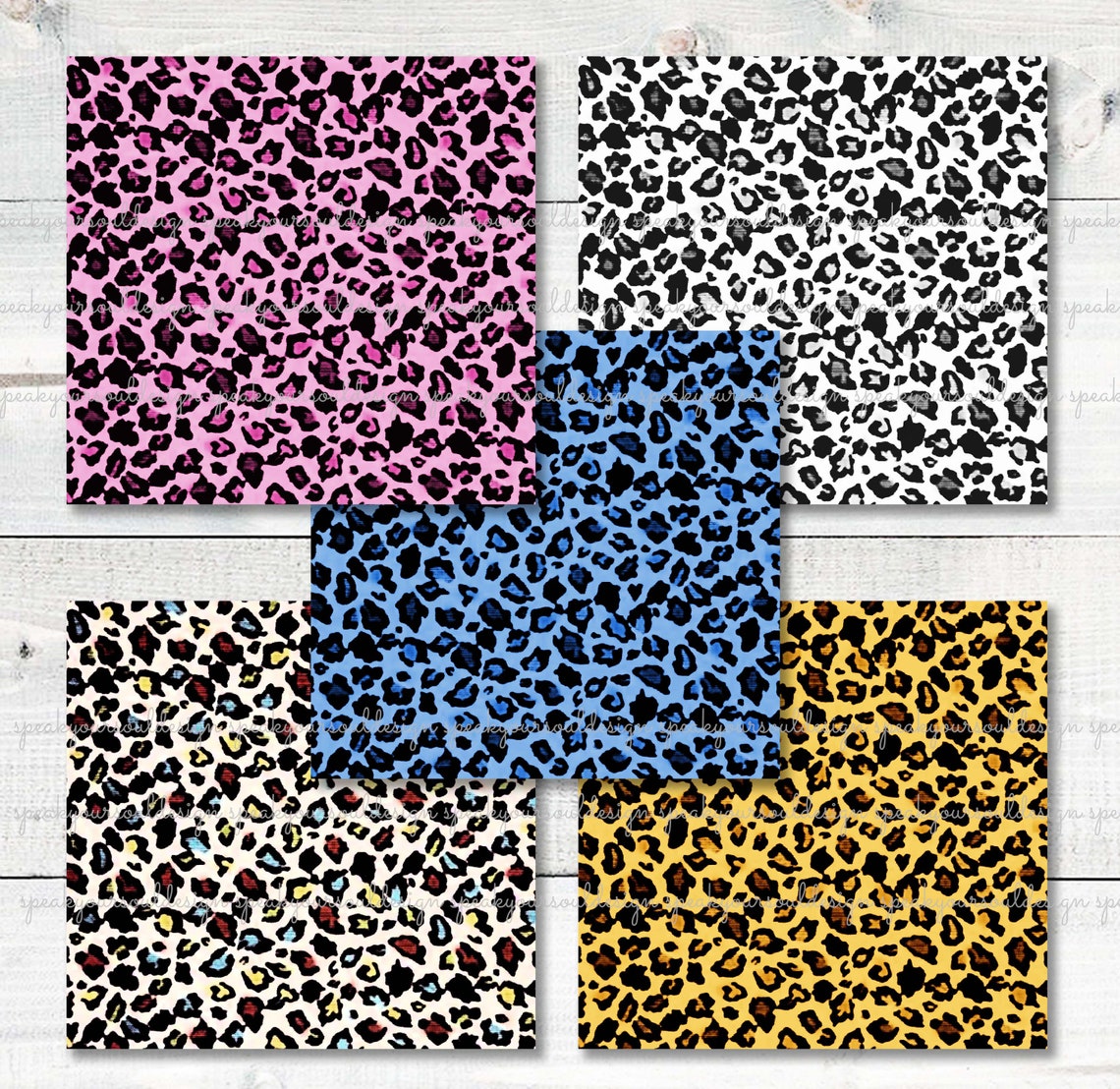 Retro Leopard Print, Cheetah Print, Sublimation Files, Digital Papers ...