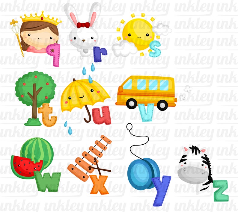 Alphabet Clipart A to Z Clip Art Cute Object and Animal | Etsy