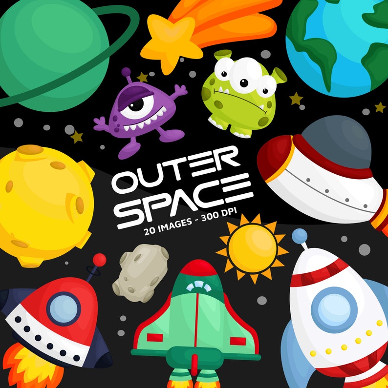 Galaxy and Space Clipart Space and Exploration Clip Art | Etsy