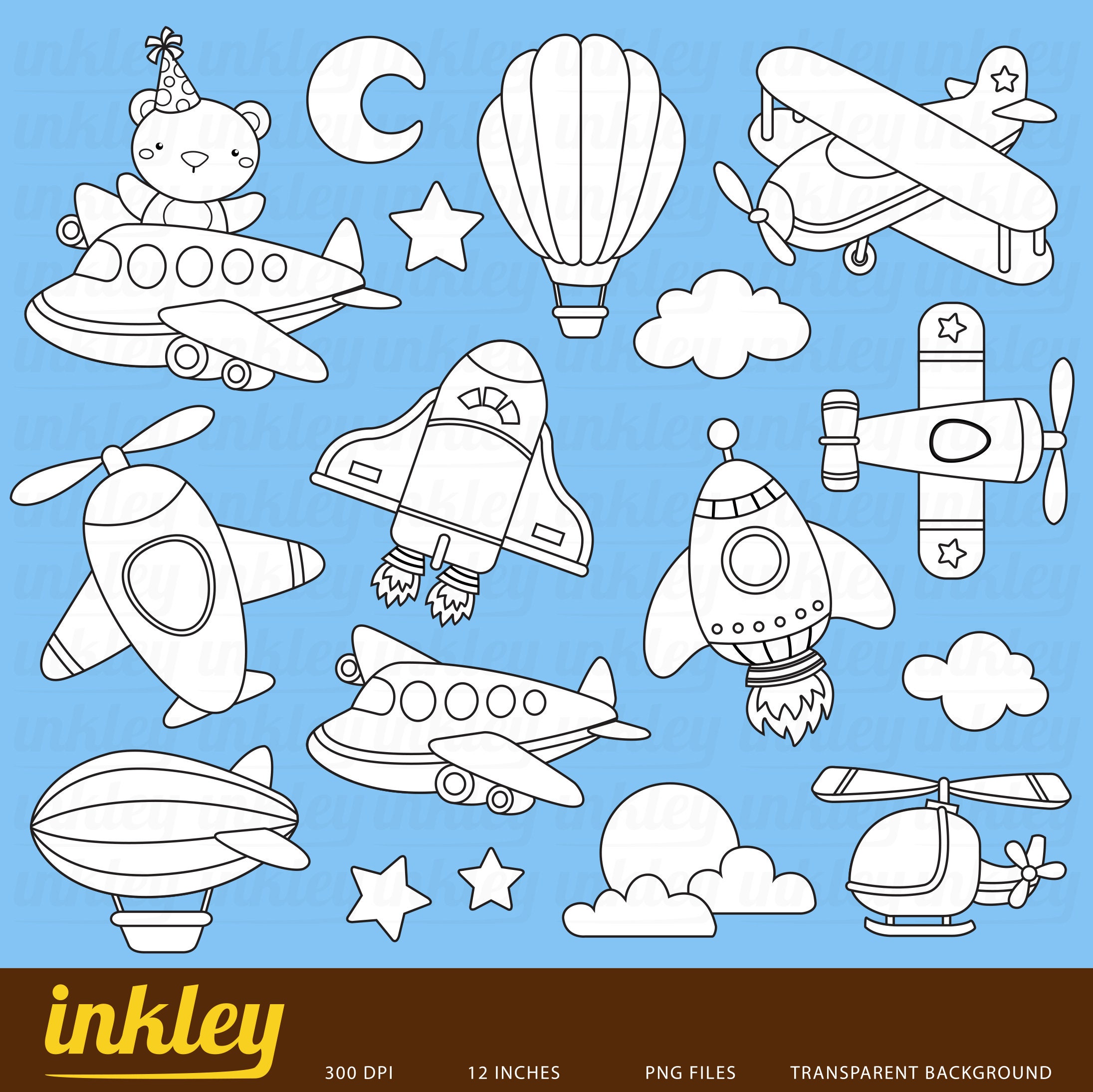 Air Transport Clipart Black And White Bear