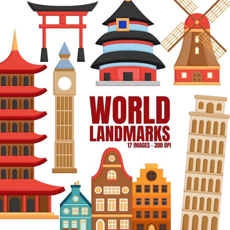 World Landmark Clipart Famous Building Clip Art Countries | Etsy