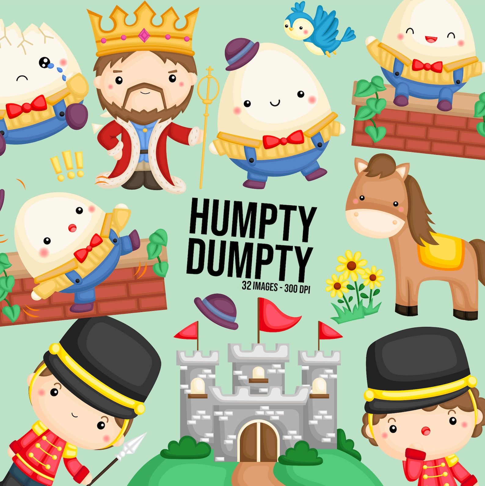 Humpty Dumpty Clipart Cute Story Clip Art Nursery Rhymes | Etsy