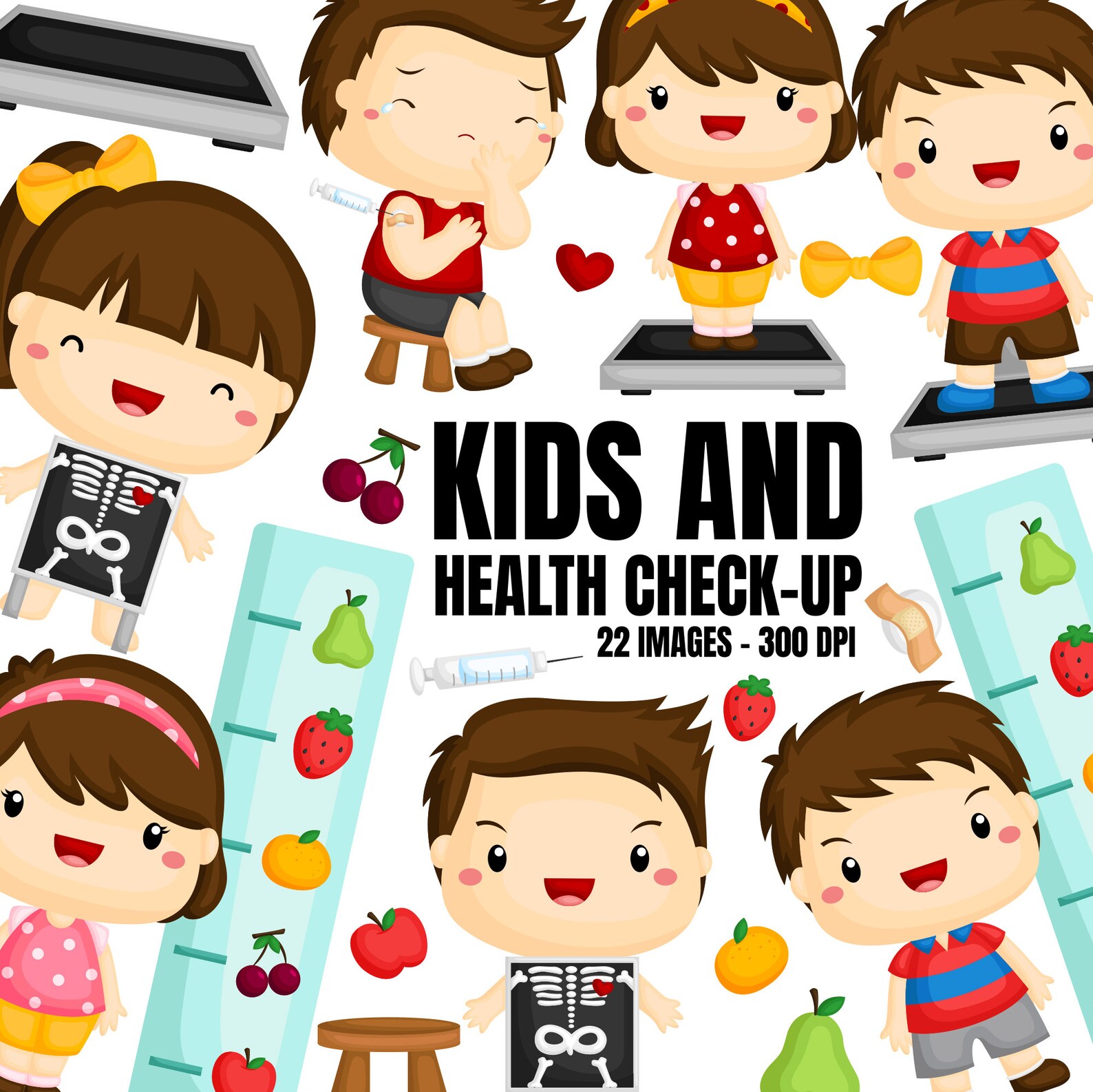 Kids and Health Checkup Clipart Doctor and Medicine Clip Art | Etsy