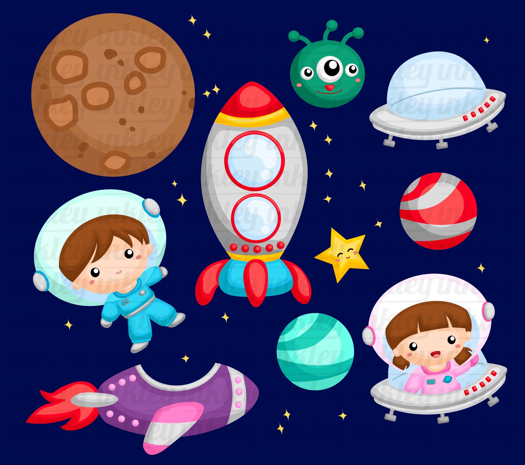 Galaxy and Space Clipart Space and Exploration Clip Art | Etsy