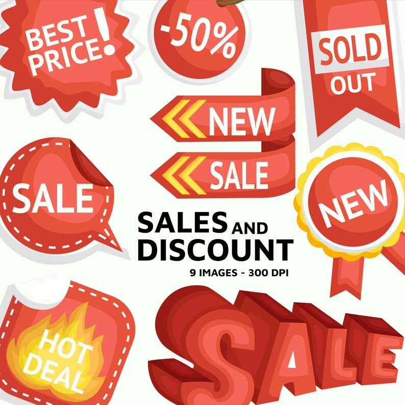 Discount and Sales Clipart Shop Sales Clip Art 50% OFF | Etsy
