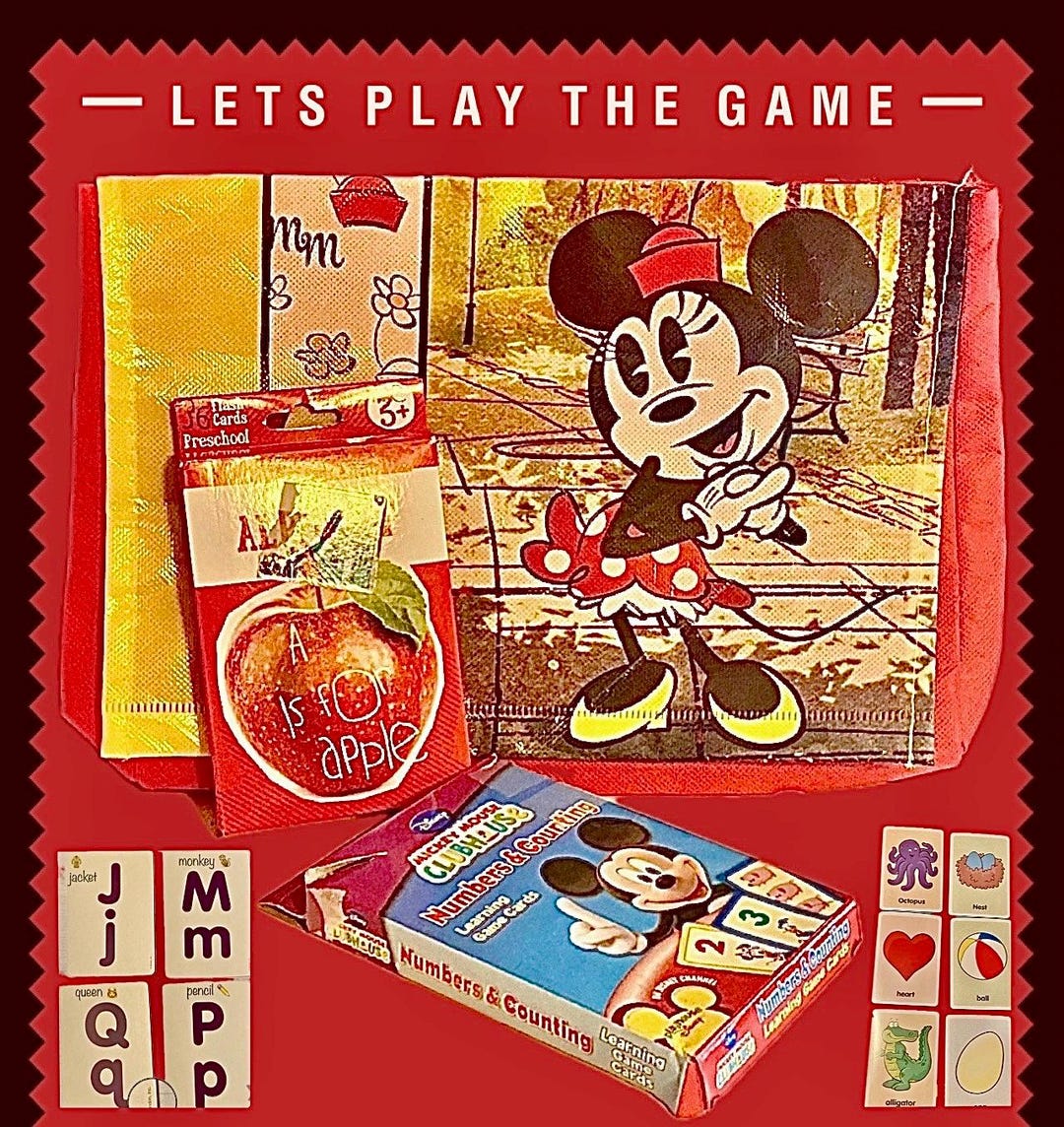 Mickey Mouse & Alphabet Flashcards Plus Minnie Storage Bag - Etsy