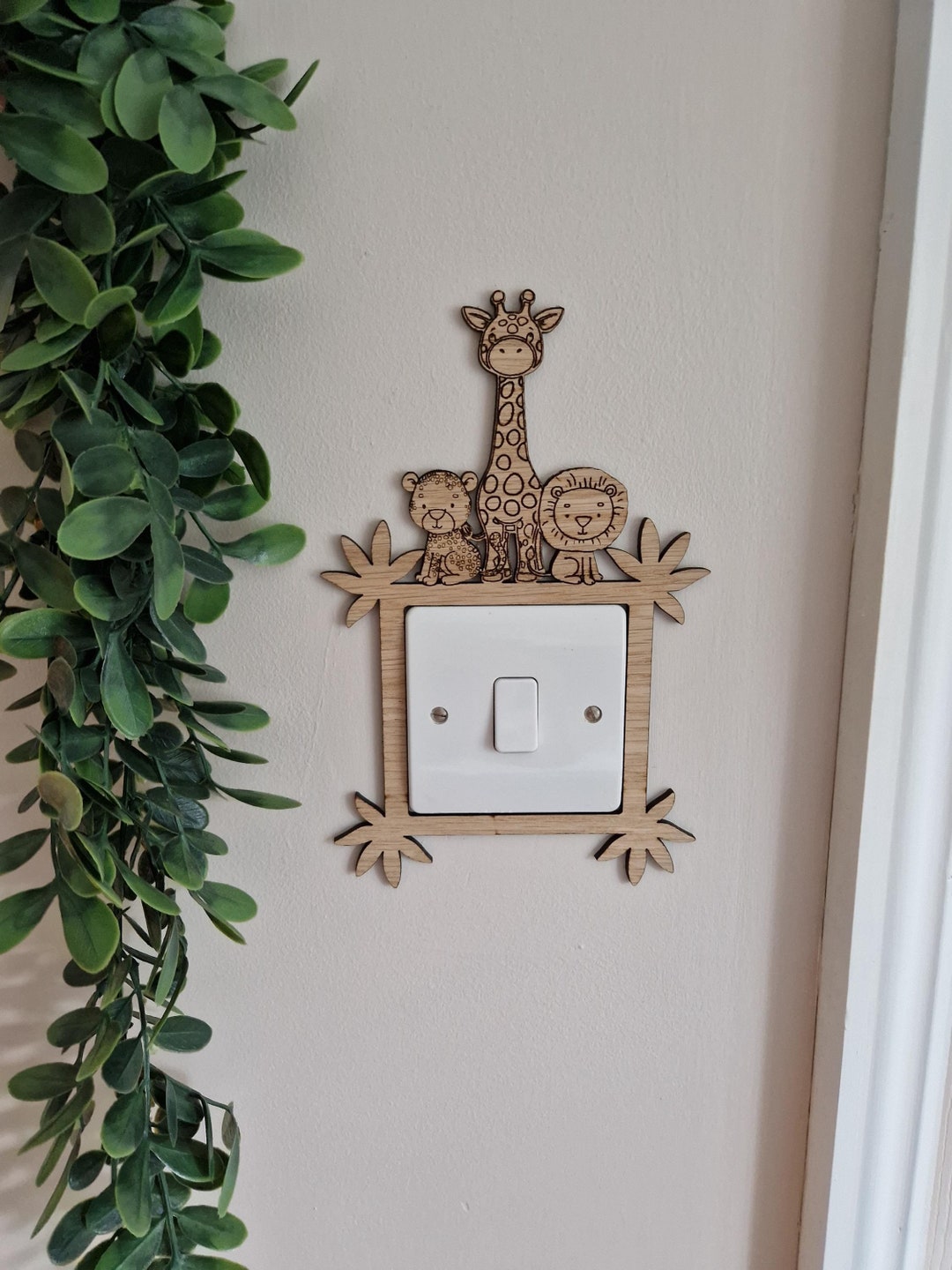 Wooden Safari Animal Light Switch Surround for Kids Room, Jungle Light ...
