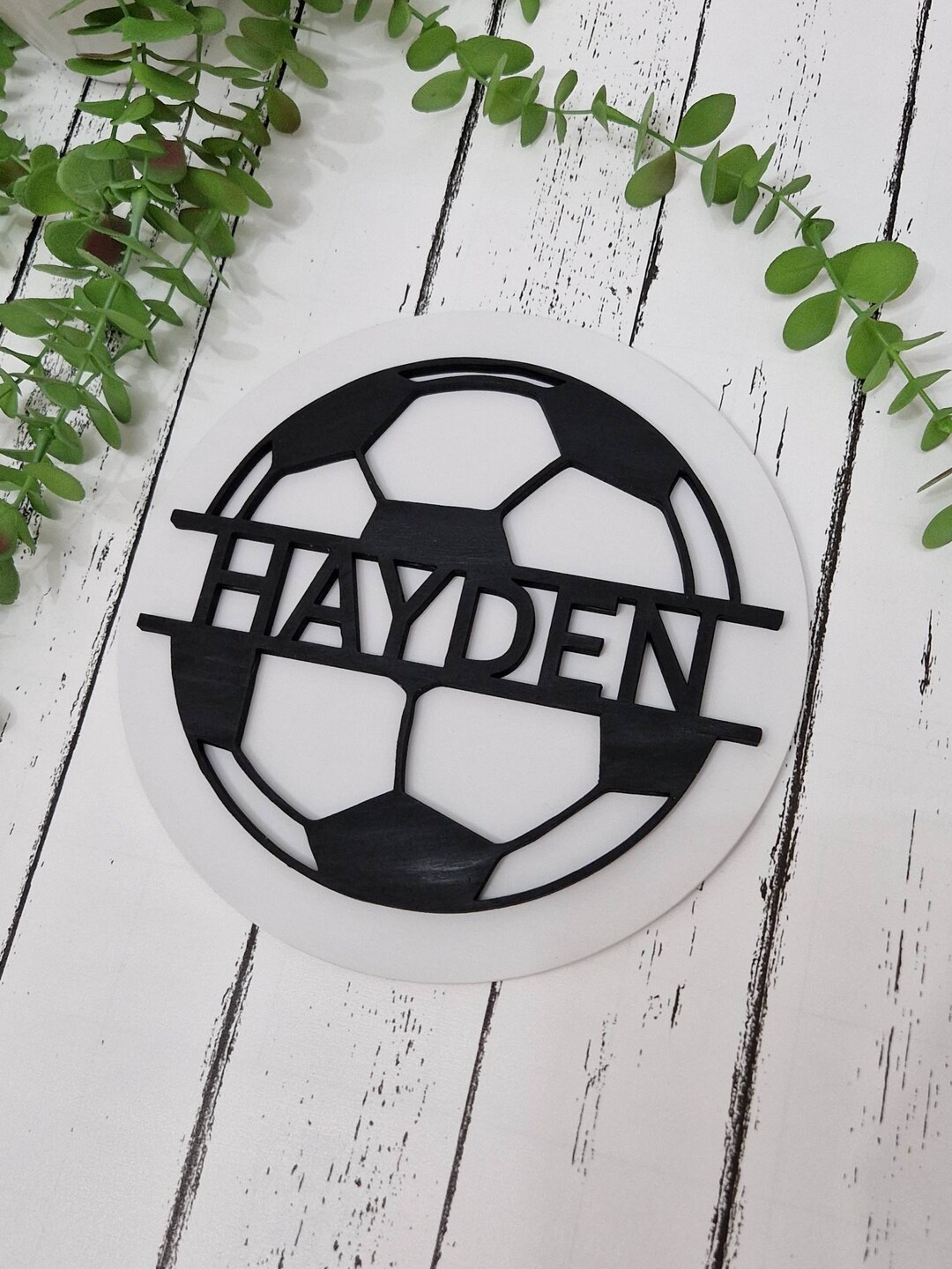 Boys Football Personalised Door Plaque, Wooden Football Sign ...