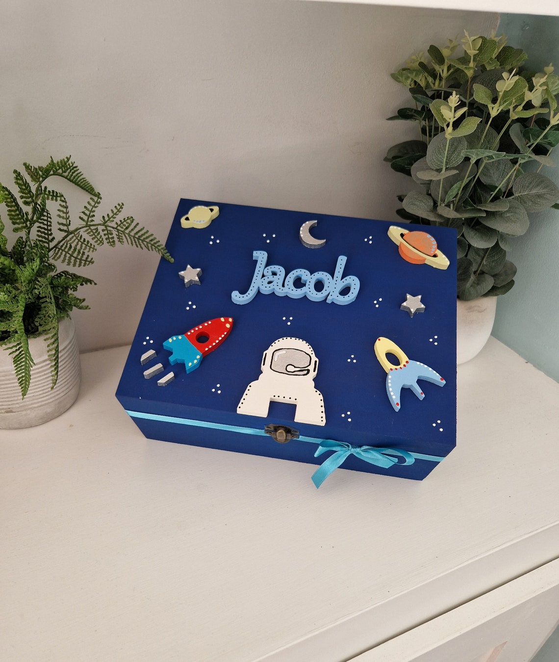 Personalized Space Keepsake Box, Astronaut Rocket Theme, Memory Box - Etsy