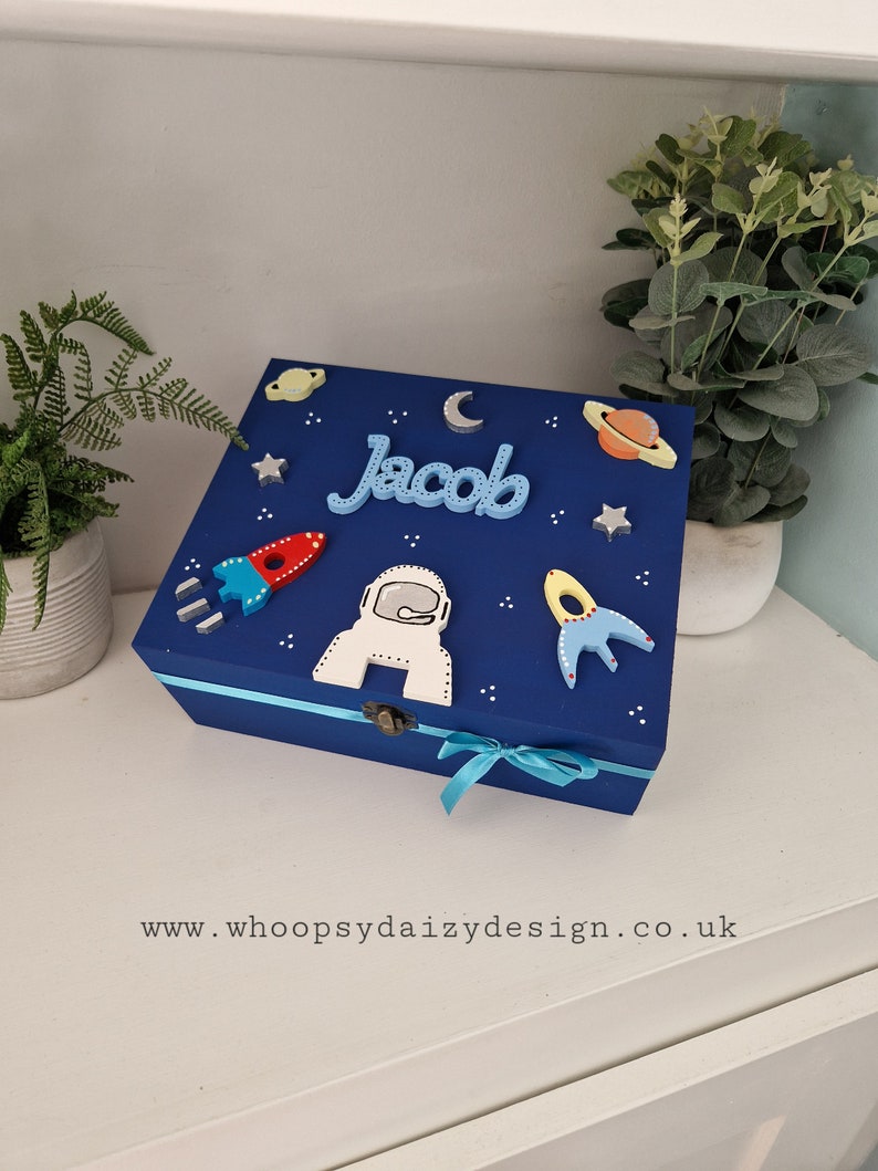 Personalized Space Keepsake Box, Astronaut Rocket Theme, Memory Box - Etsy