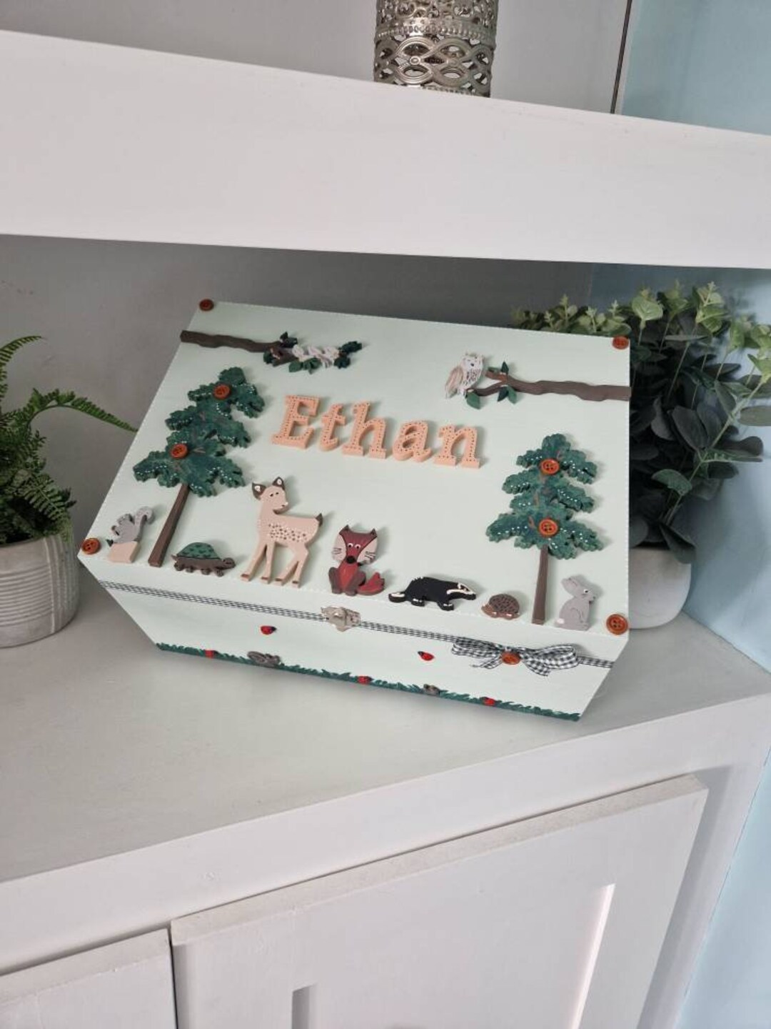 Woodland Animal Extra Large Keepsake Box, Personalised Children's ...