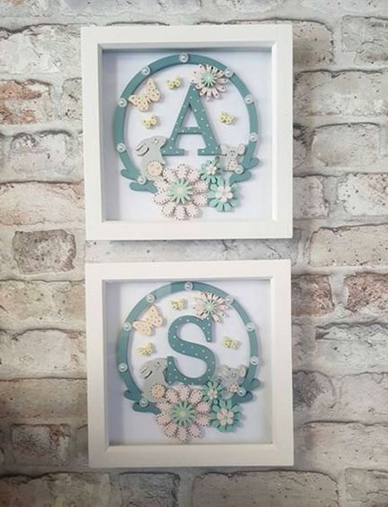 Personalised Baby Wooden Letter in Frame Nursery Art New | Etsy