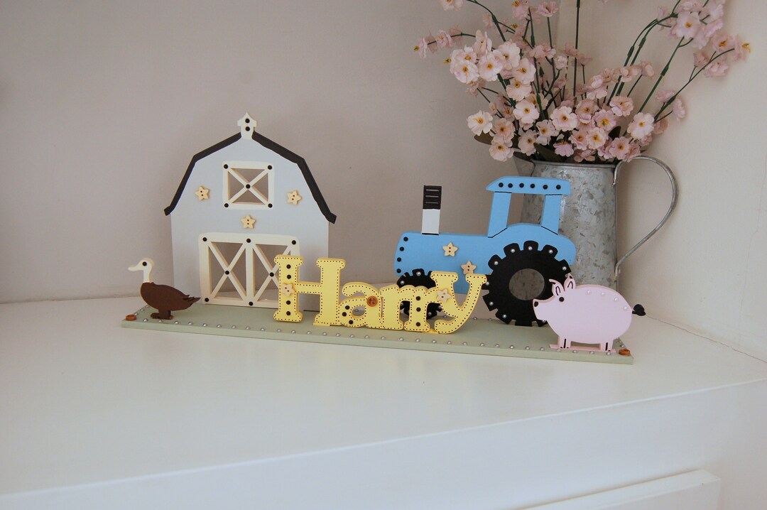 Farmyard Personalised Nursery Bedroom Name Sign, Farm Bedroom, Tractor ...