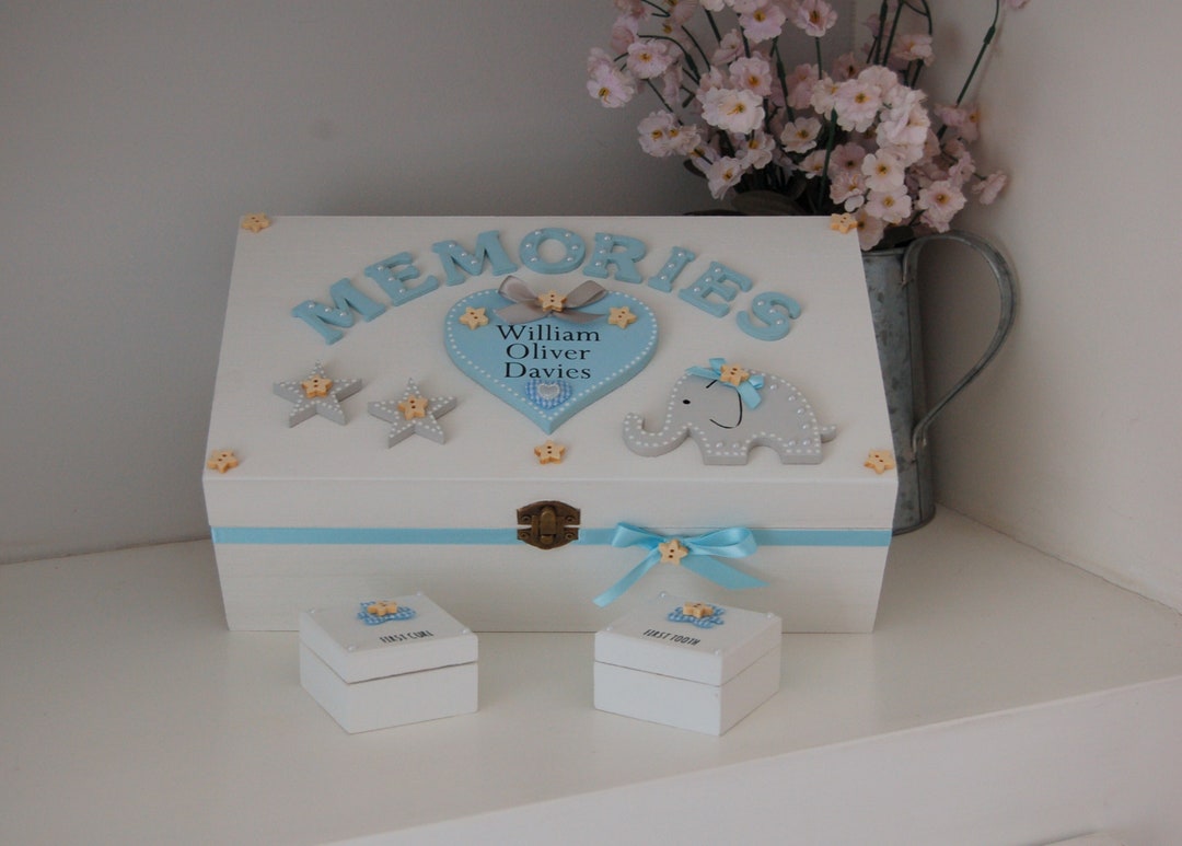 Elephant and Stars Nursery Decor, Nursery Storage, Baby Keepsake, Baby ...