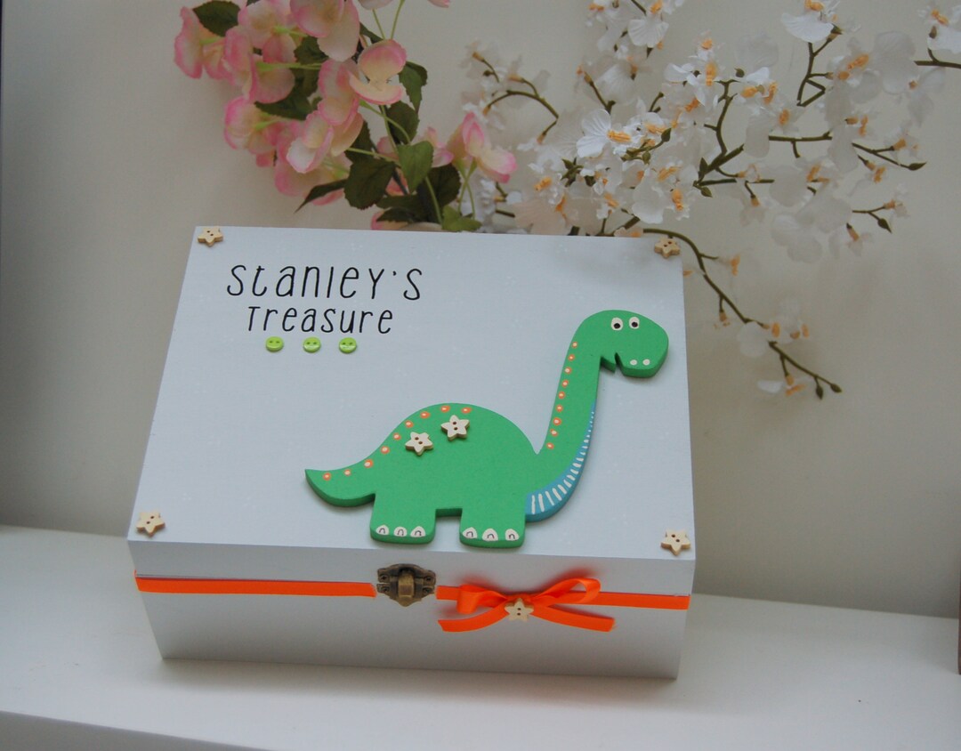 Childrens Dinosaur Treasure Box Personalised Children's - Etsy
