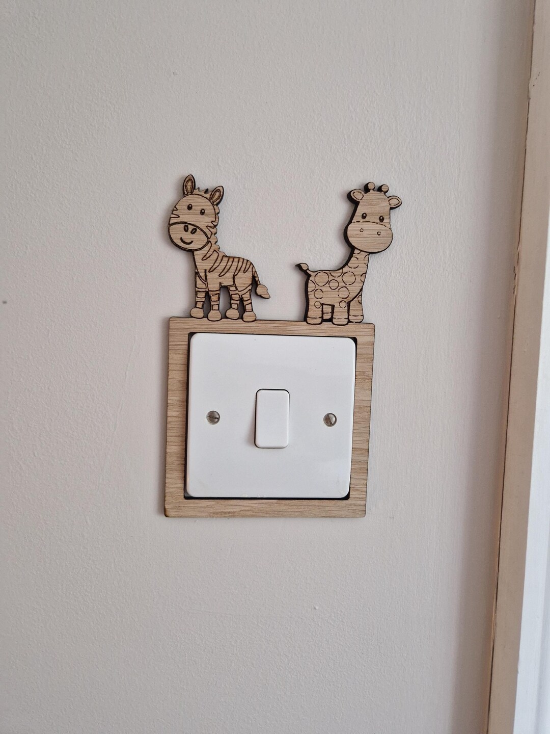 Wooden Safari Animals Light Switch Surround for Kids Room, Jungle Wild ...