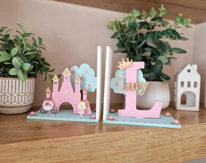 Pink Flower Personalized Bookend Girls Bedroom Pink Daisy Shelf Decor ...